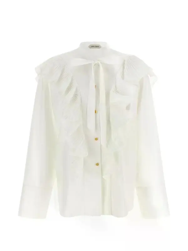 Alberta Ferretti Pleated-ruffle Pussy-bow Shirt - White