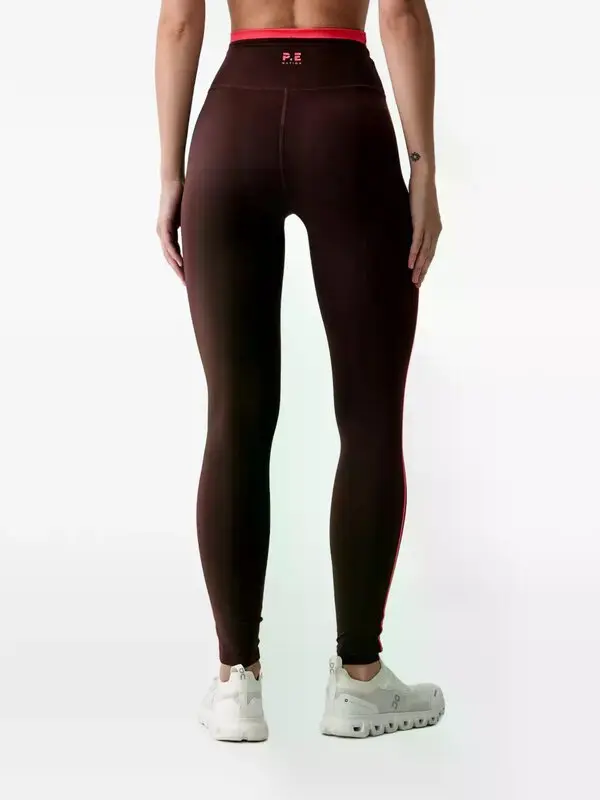 P.E Nation Logo-print Side-stripe Leggings - Brown