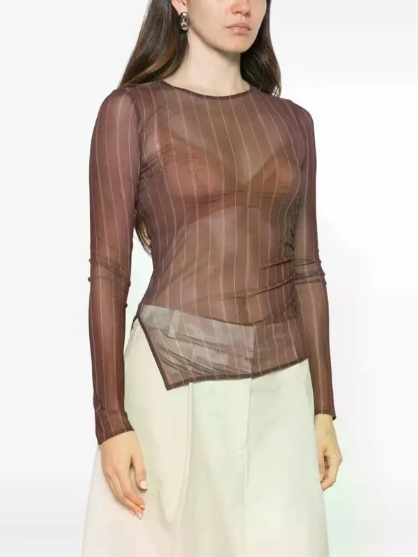 Patrizia Pepe Pinstripe Tulle Top