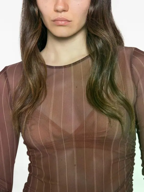Patrizia Pepe Pinstripe Tulle Top