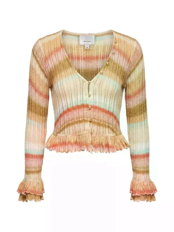 Cinq À Sept Edith Ruffled Space-dyed Cardigan - Neutrals