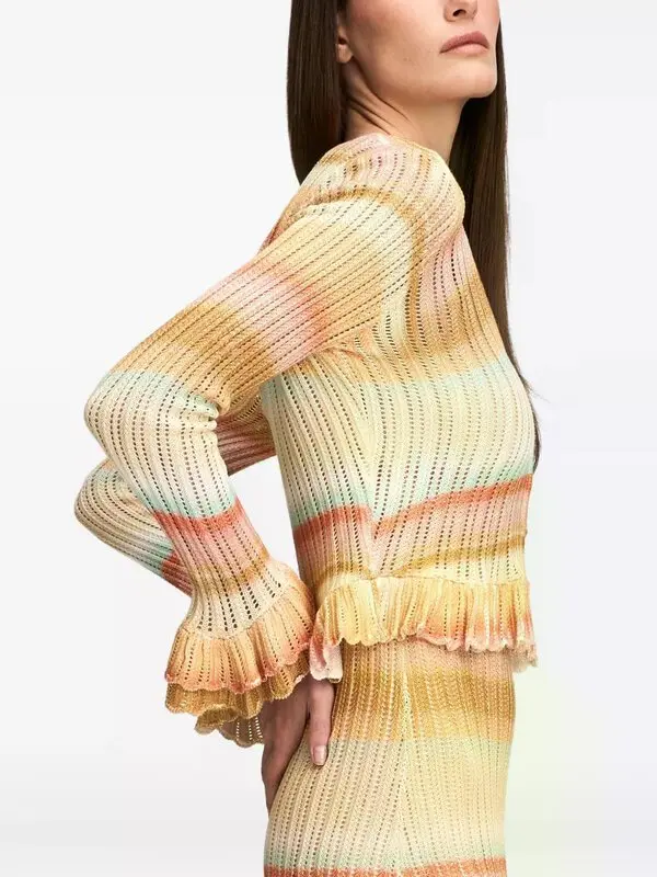 Cinq À Sept Edith Space-dyed Ruffled Cardigan - Neutrals