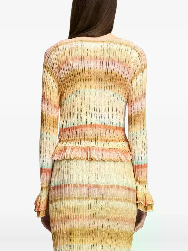Cinq À Sept Edith Space-dyed Ruffled Cardigan - Neutrals