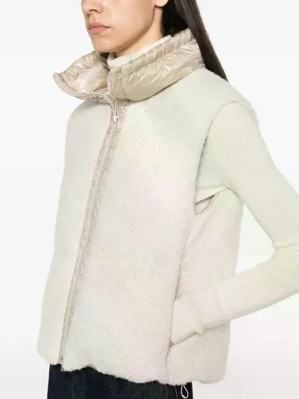 Herno Sequin-embellished Funnel Neck Gilet - Neutrals