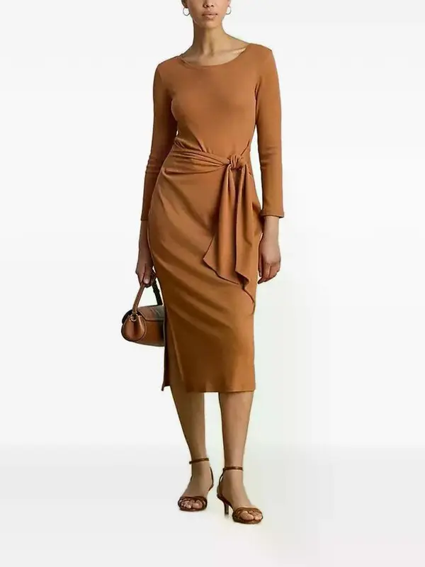 Ralph Lauren Tie-waist Side-slit Dress - Brown