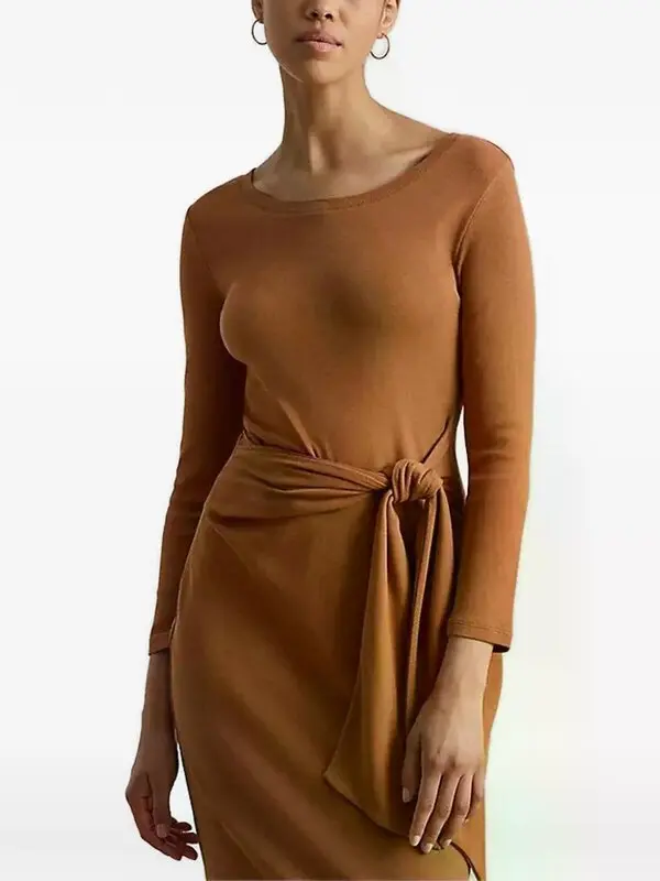 Ralph Lauren Tie-waist Side-slit Dress - Brown