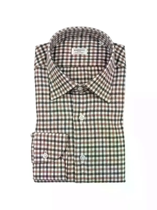 BORRIELLO NAPOLI Check-print Button-down Shirt - Brown