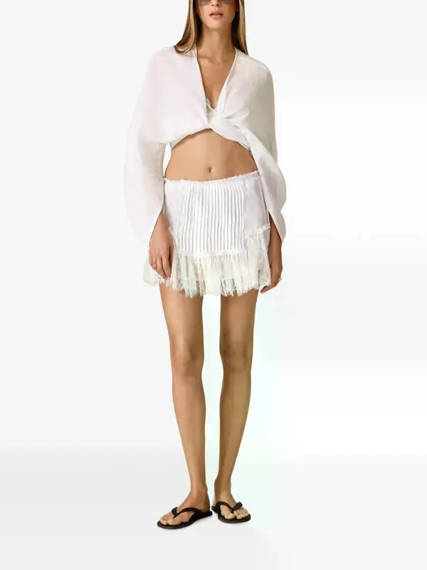 PNK Lace-trim Pleated Skirt - White