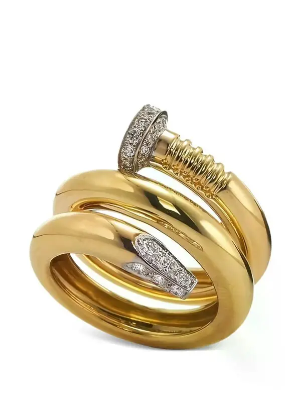David Webb Diamond Nail Ring In 18k Yellow And Platinum - Gold