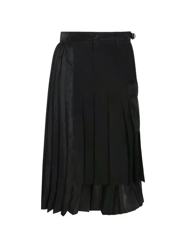 Sacai Pleated Layered Midi Skirt - Black