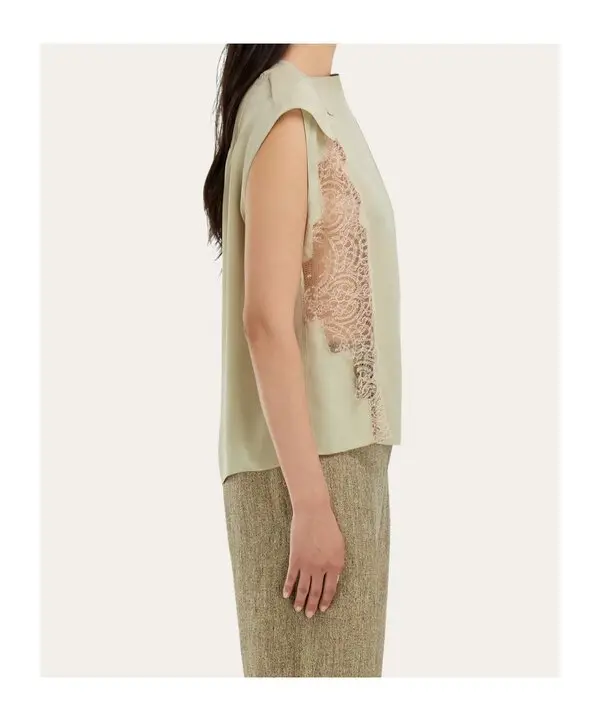 FERRAGAMO Top With Lace Inserts