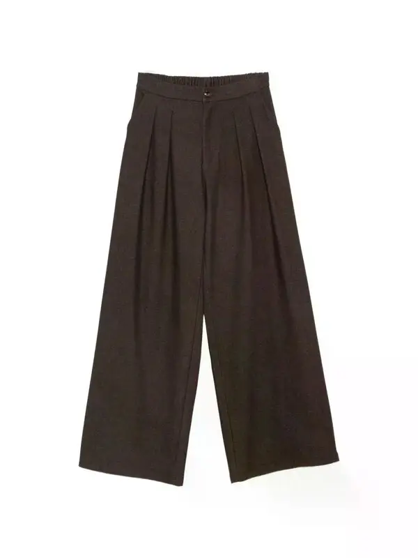 ELEH Pleated Palazzo Pants - Brown