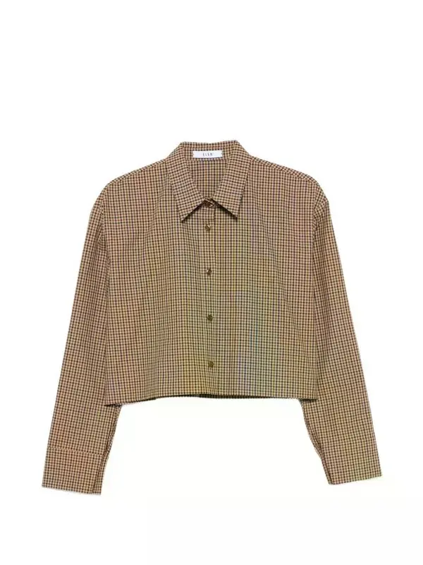 ELEH Cropped Shirt With Check Pattern - Brown