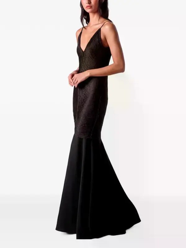BLESS Lace-overlay Fishtail Maxi Dress - Black