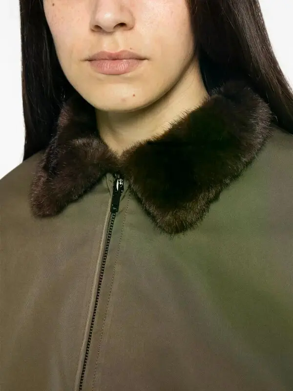 ELEH Faux Fur Collar Zip-up Jacket