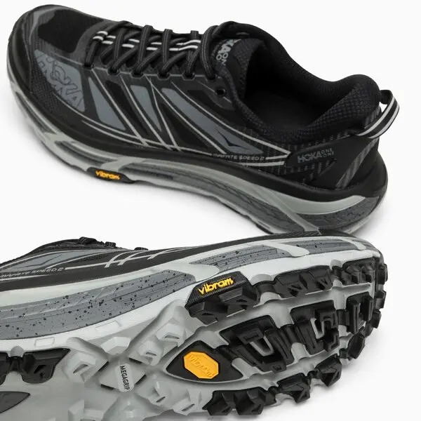 Hoka One One Round Toe Lace-up Sneakers - Black