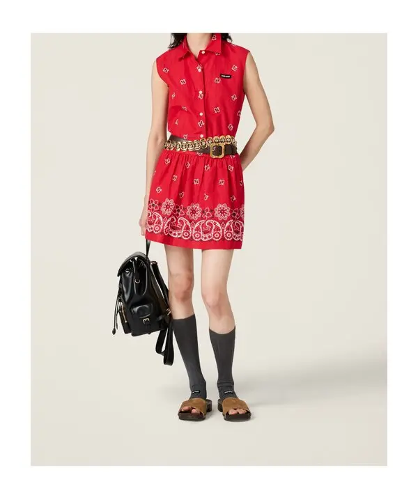Miu Miu Slubbed Poplin Mini-dress