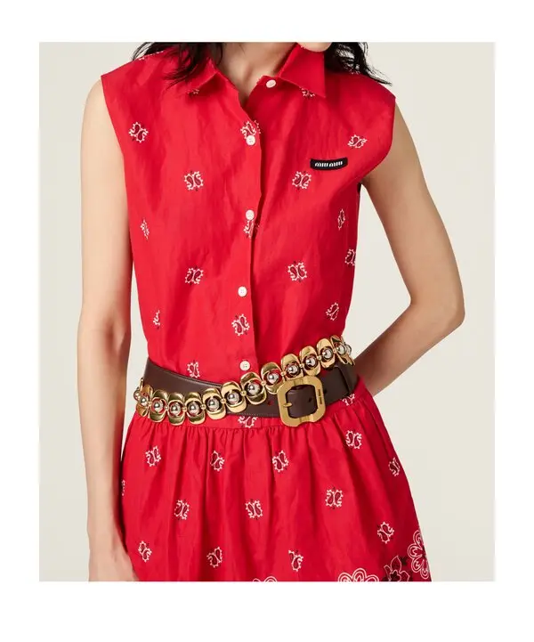 Miu Miu Slubbed Poplin Mini-dress