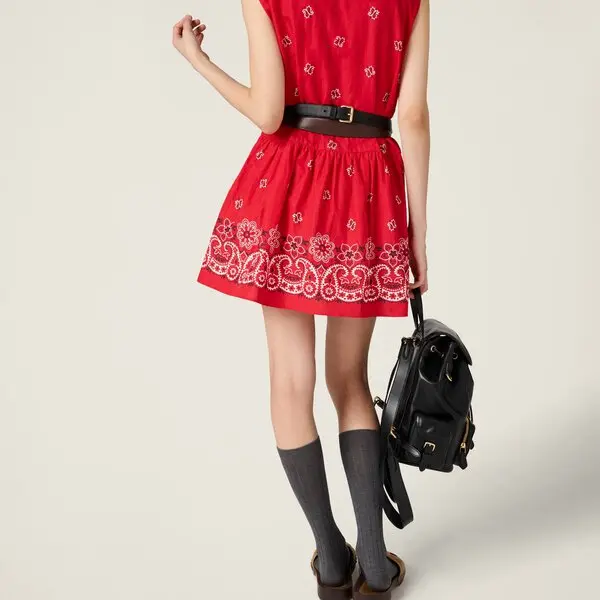 Miu Miu Slubbed Poplin Mini-dress