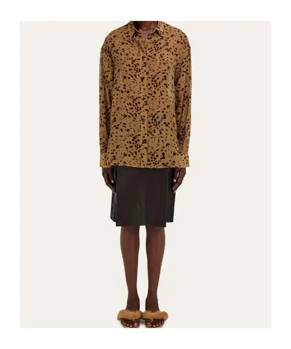 FERRAGAMO Georgette Shirt With Orchid Print - Brown