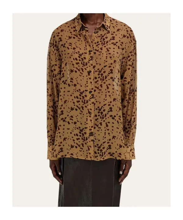 FERRAGAMO Georgette Shirt With Orchid Print - Brown