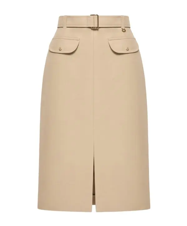 Moncler Belted Knee-length Cotton Skirt - Nude