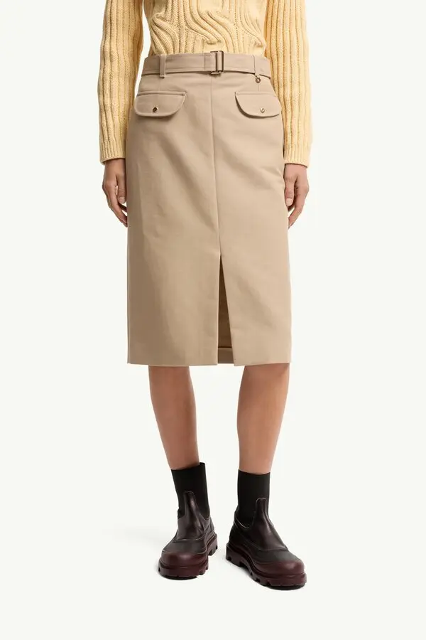 Moncler Belted Knee-length Cotton Skirt
