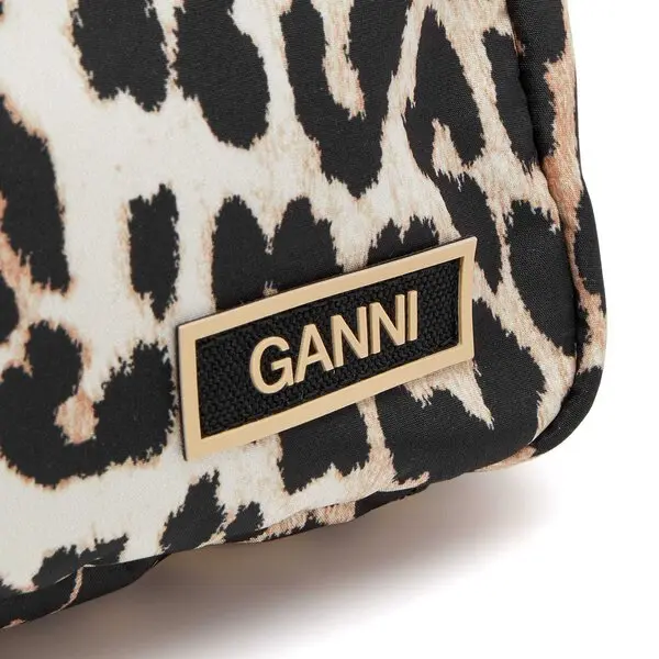 GANNI Logo-patch Leopard-printed Crossbody Bag