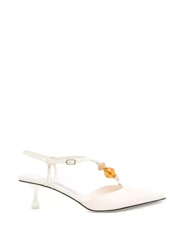 JIMMY CHOO Lauri 50 Embellished Slingback Pumps - White