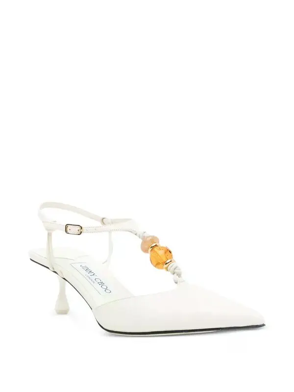 JIMMY CHOO Lauri 50 Embellished Slingback Pumps - White