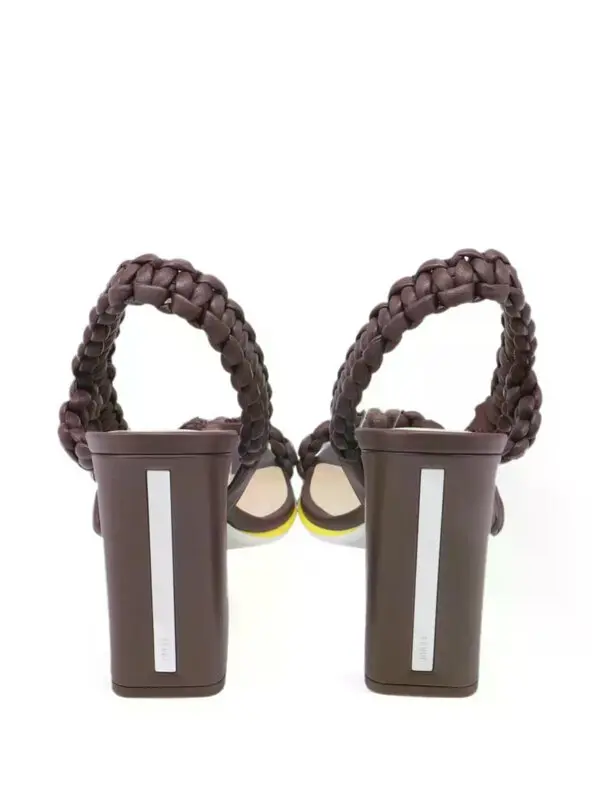 Fendi Braided Leather Block Heel Sandals - Brown