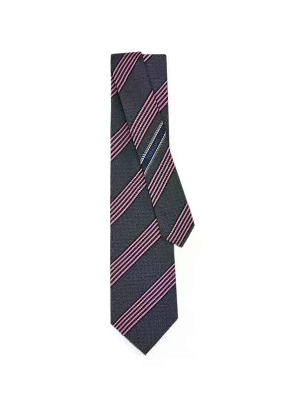 FERRAGAMO Regimental Gancini Silk Jacquard Tie