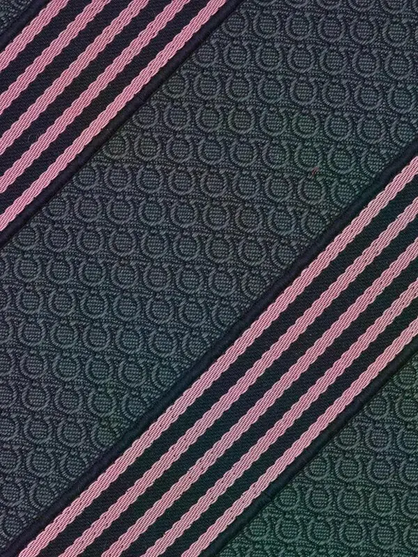 FERRAGAMO Regimental Gancini Silk Jacquard Tie
