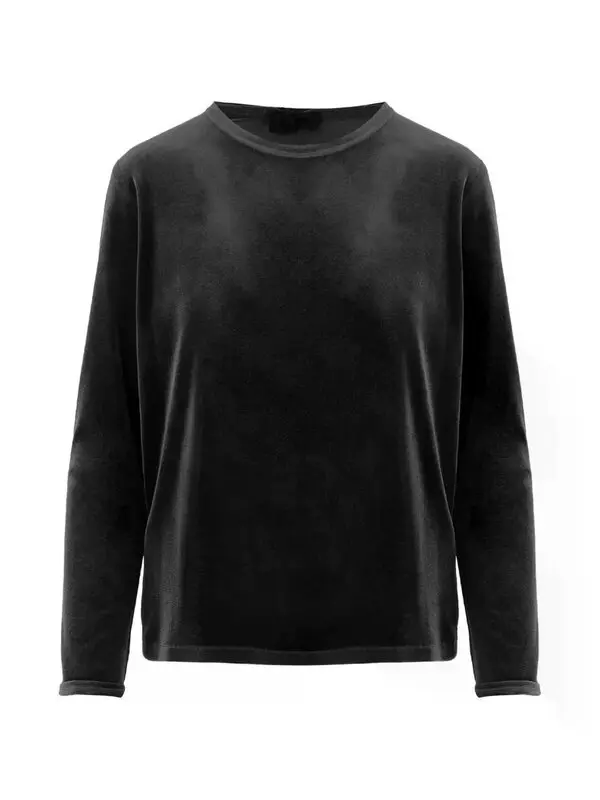 F.IT Velvet-effect Crew-neck Sweater - Black