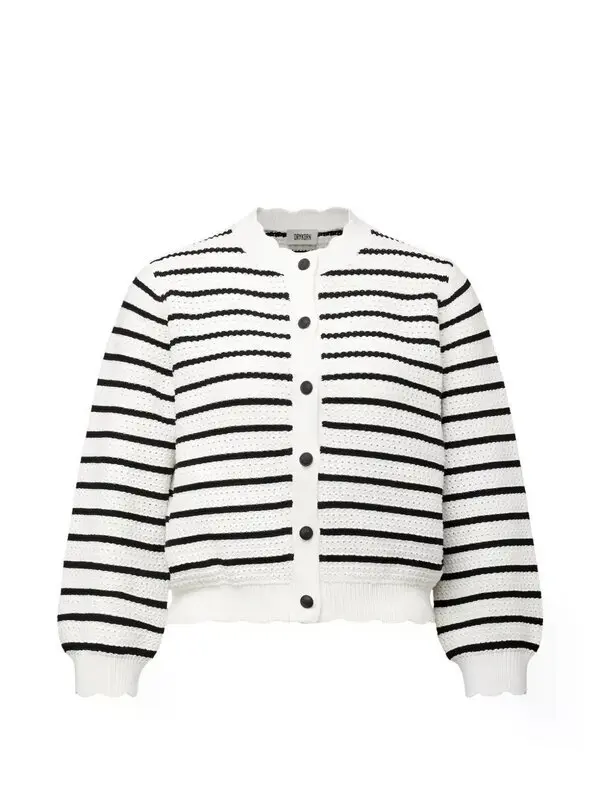 DRYKORN Francy Striped Scalloped-edge Cardigan - White