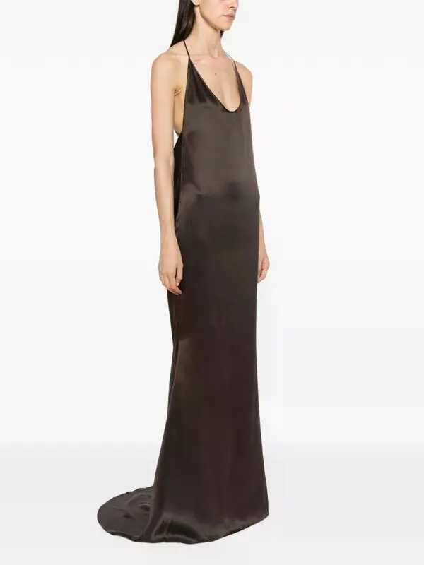 TOM FORD Halterneck Silk Evening Maxi Dress - Brown