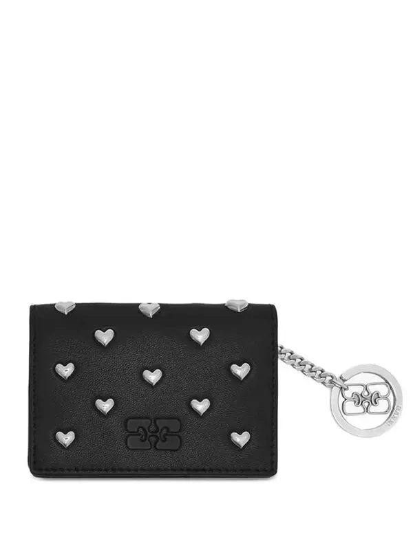 GANNI Bou Heart-stud Wallet - Black