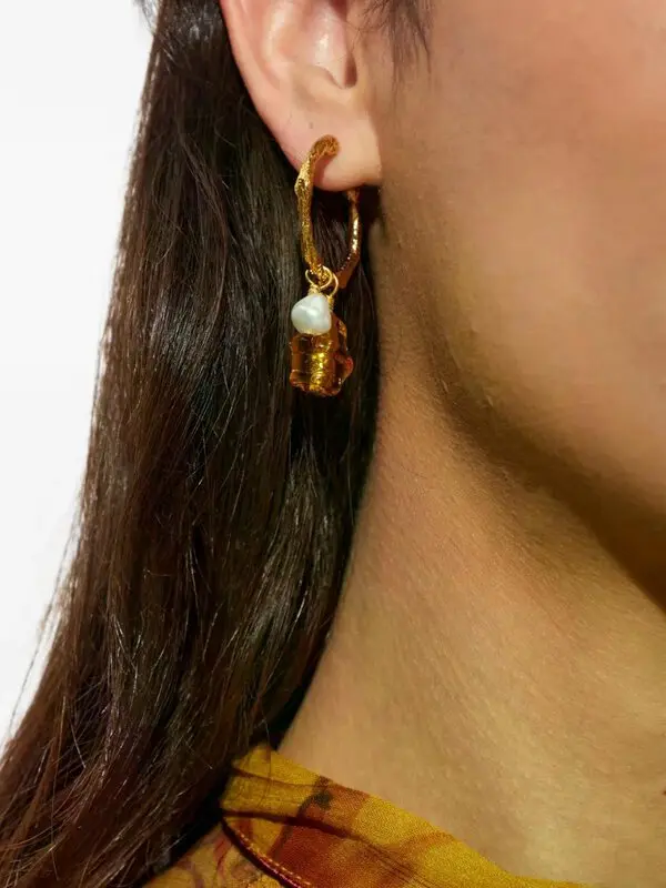 FORTE_FORTE Pearl-embellished Hoop Earrings