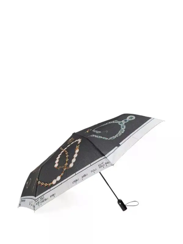 Moschino Jewellery-print Folding Umbrella - Grey