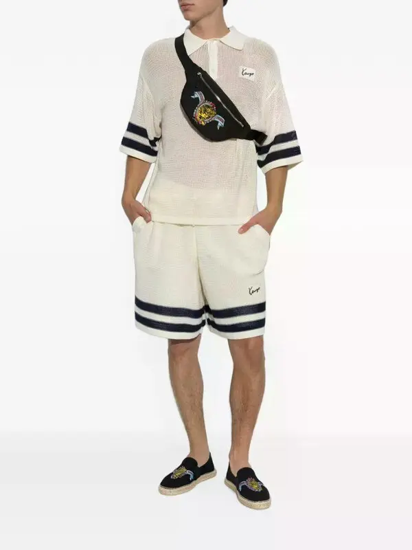 Kenzo Stripe-trim Decorative-weave Shorts