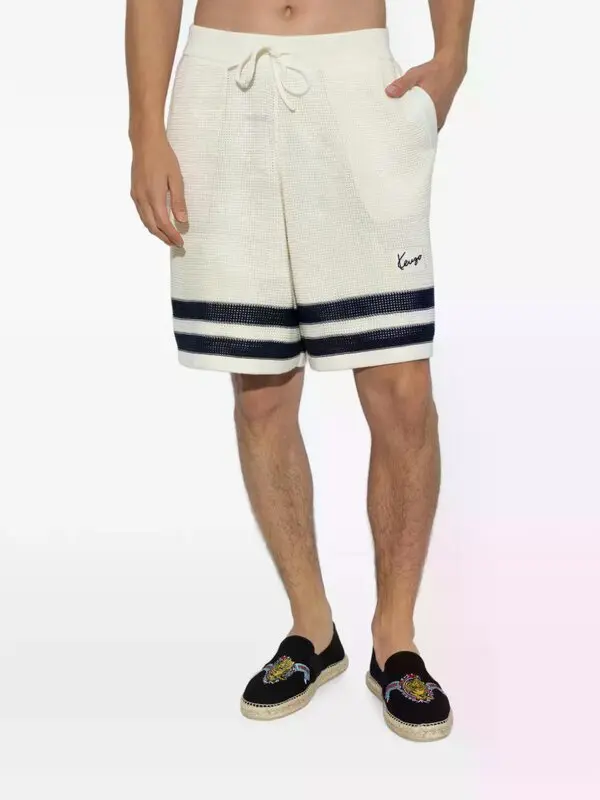 Kenzo Stripe-trim Decorative-weave Shorts