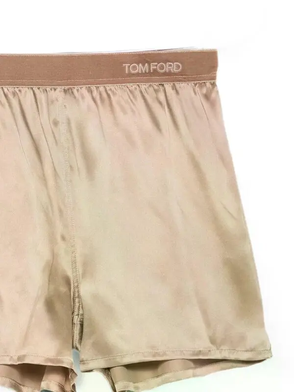 TOM FORD Silk-satin Logo-jacquard Pyjama Shorts - Neutrals