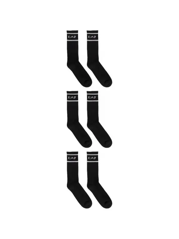 EA7 Logo Knit Socks Pack Of Three - Black