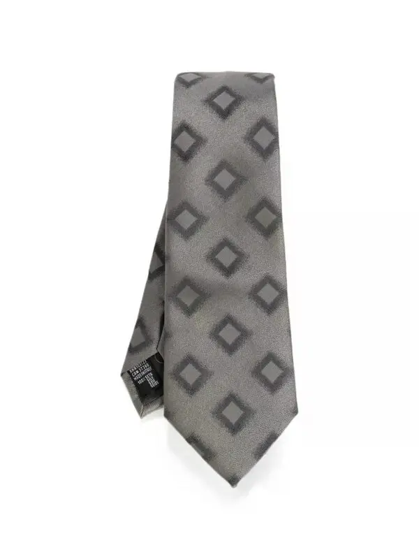 Giorgio Armani Geometric-pattern Silk Tie - Grey