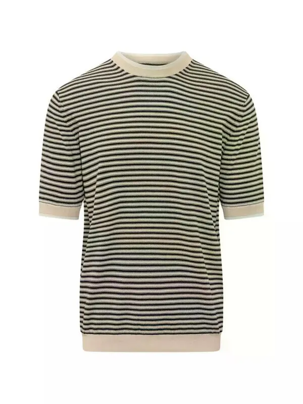 HOSIO Striped Short-sleeve Sweater