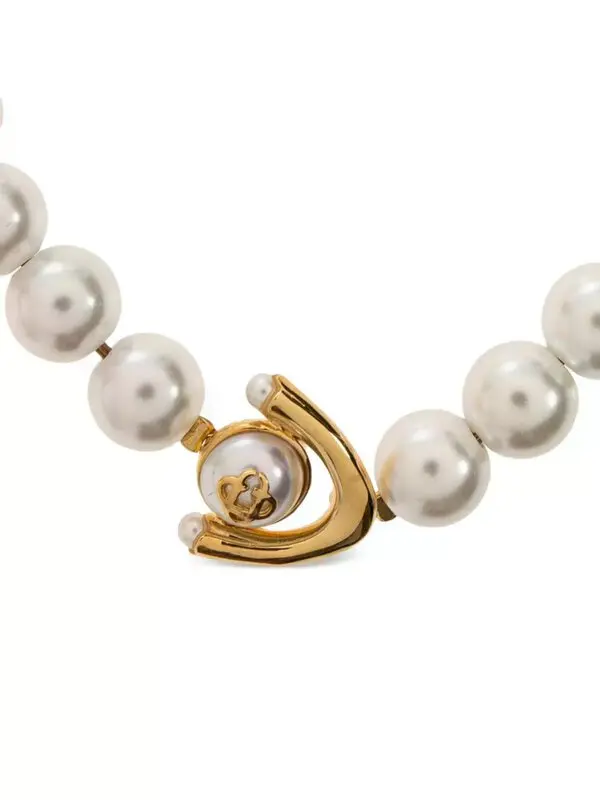 Casablanca Pearl-embellished Logo Plaque Bracelet