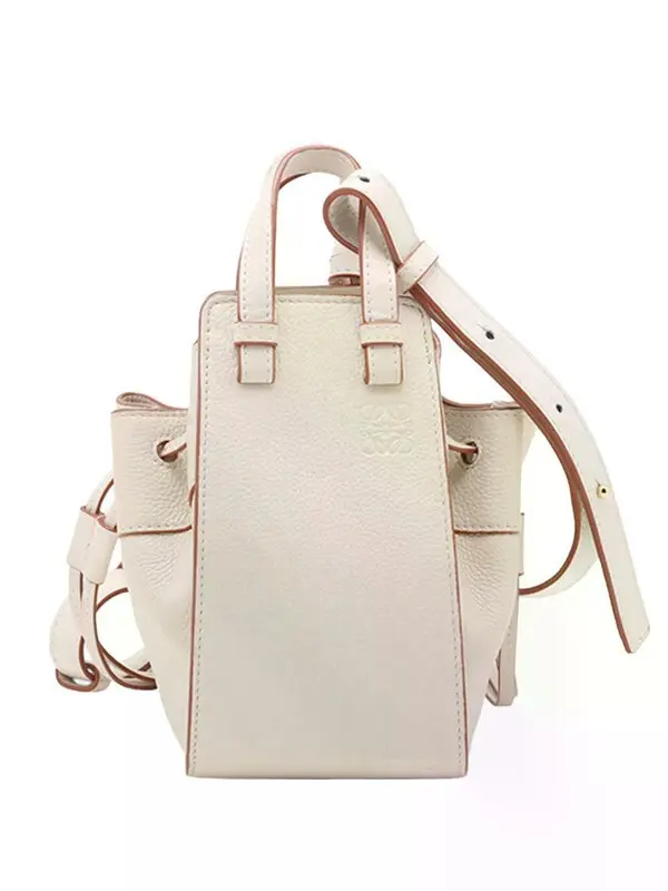 Loewe 2010-2026 Mini Grained Calfskin Hammock Bag Satchel - White