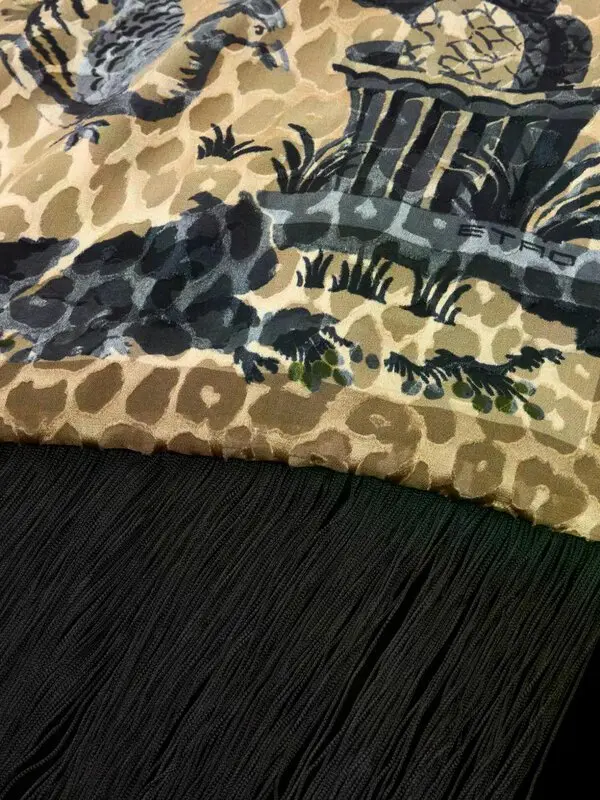 Etro Silk-blend Velvet Scarf With Leopard Motif