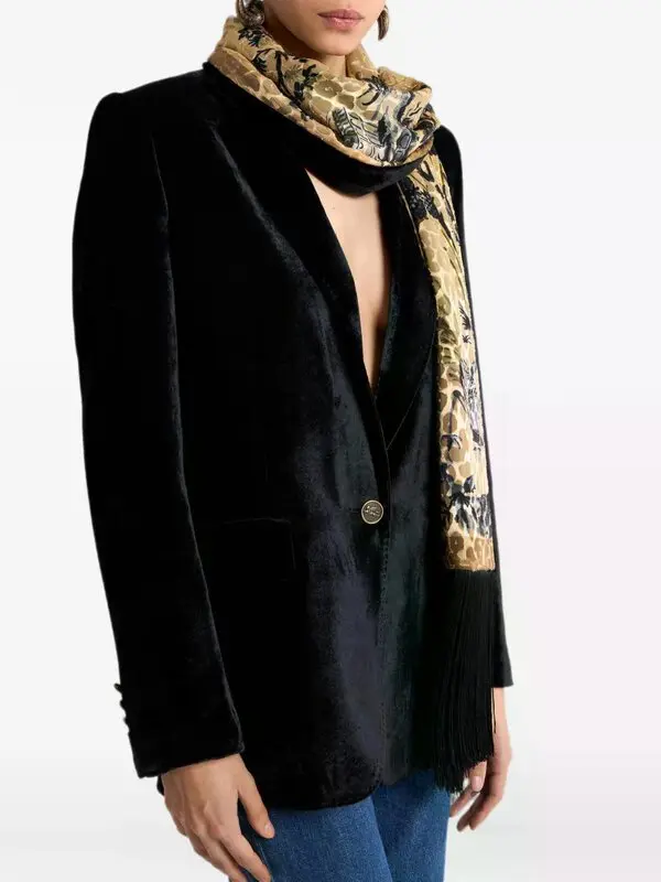 Etro Silk-blend Velvet Scarf With Leopard Motif