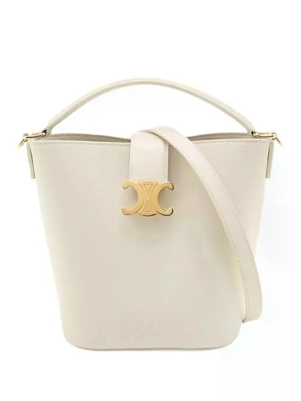 Celine 2000-2026 Small Smooth Calfskin Louise Bucket Bag Satchel - White